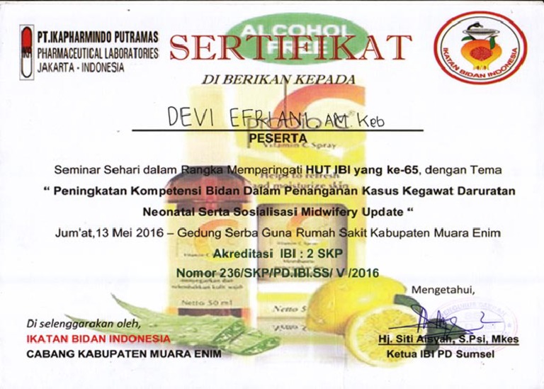 Sertifikat Seminar IBI PDF | PDF