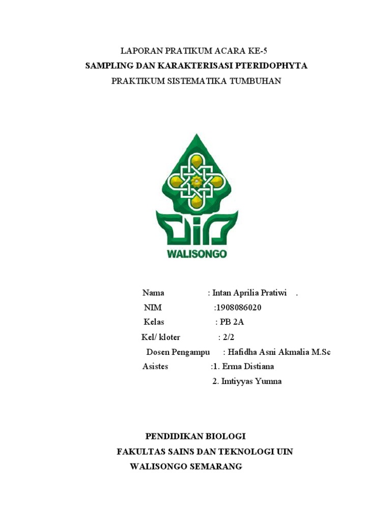 ACARA 5 (Pteridophyta) SISTUM INTAN APRILIA P-1908086020 | PDF