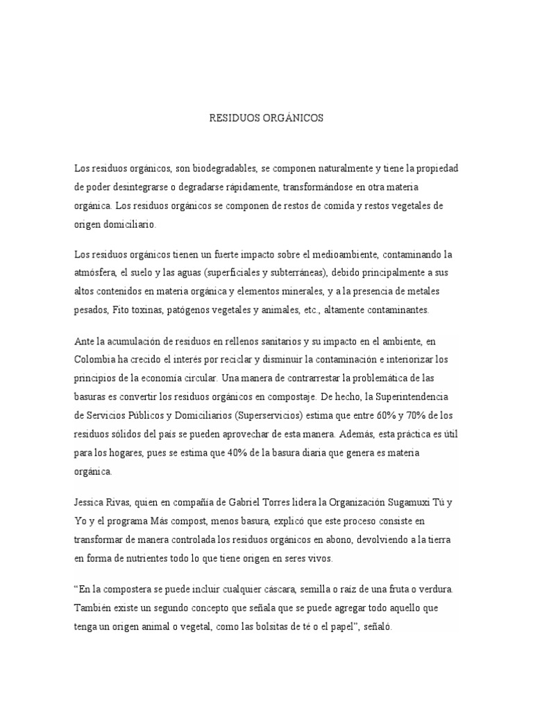 Adelanto Semillero Residuos Organicos | PDF | Compost | Residuos