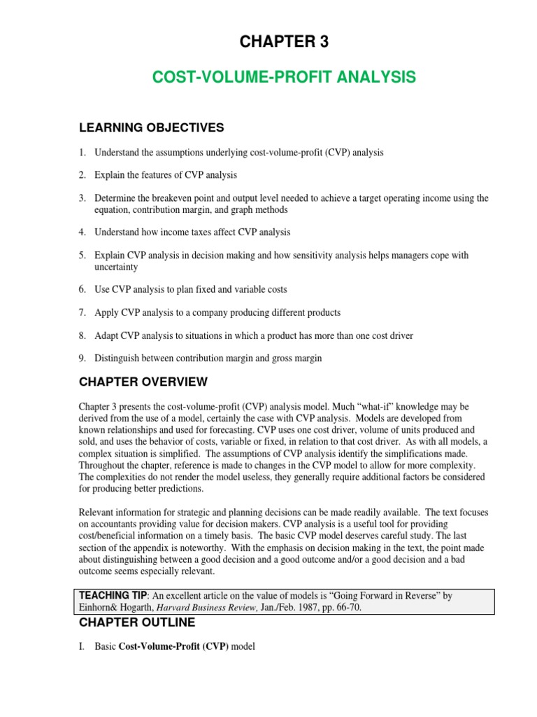 Ch03 Cost Volume Profit Analysis | PDF | Gross Margin | Sensitivity ...
