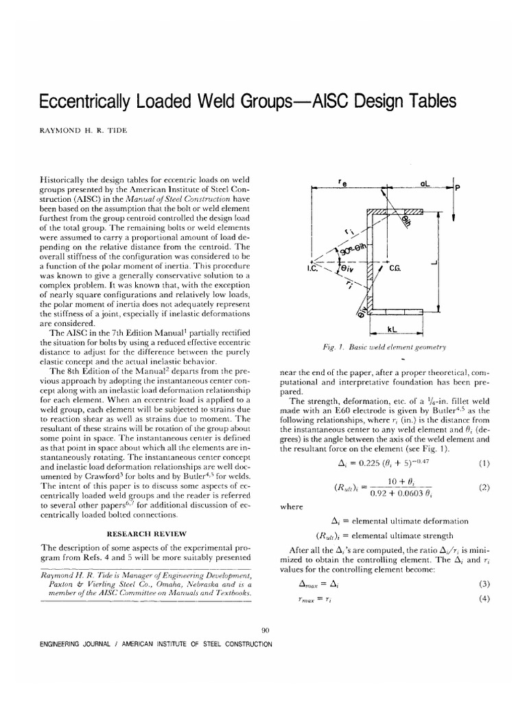 Eccentrically Loaded Weld Groups | PDF