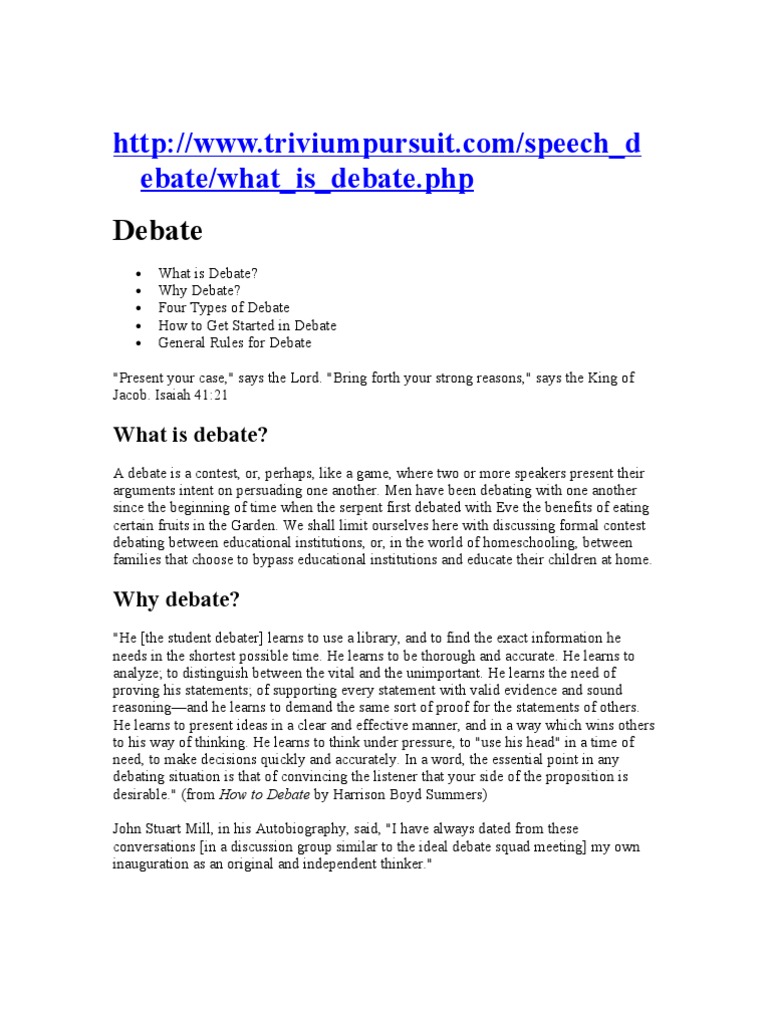 Understanding Debate: Types & Benefits | PDF