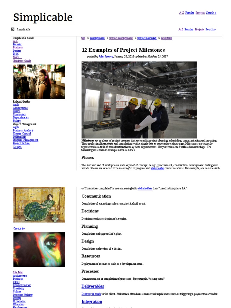 Project Milestones - Simplicable PDF | PDF | Project Management | Design