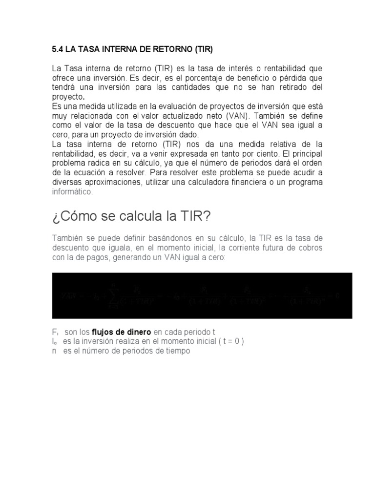 5.4 Tasa Interna de Retorno | PDF | Tasa interna de retorno | Economias