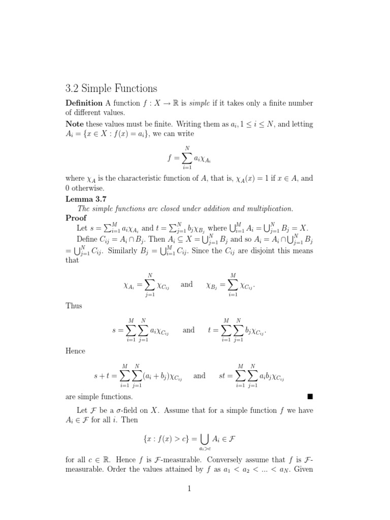 3.2 Simple Functions: I I I N I A | Download Free PDF | Sequence ...
