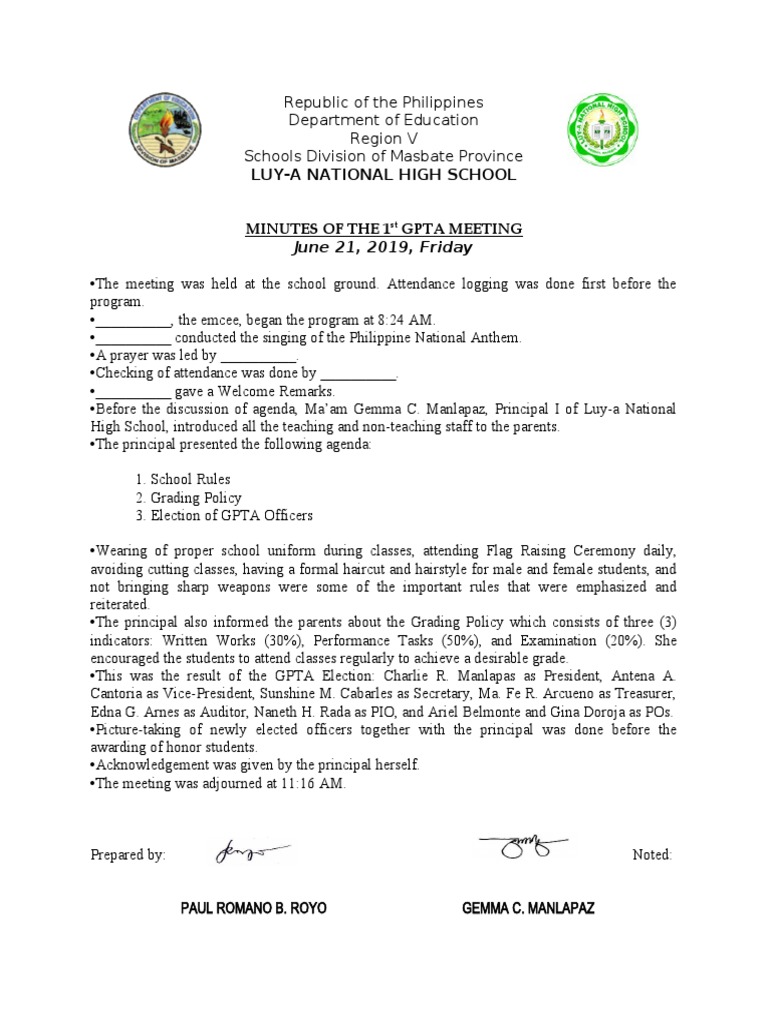 1ST Gpta Minutes | PDF