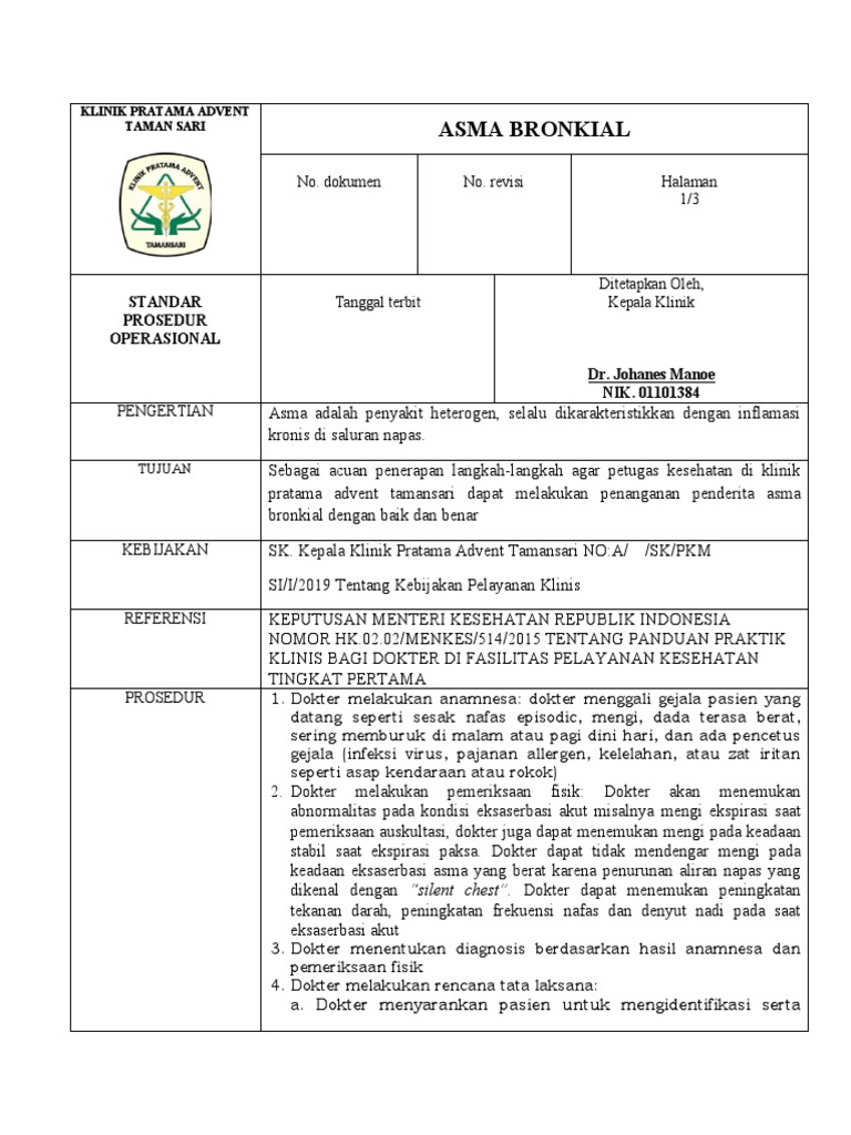 SOP Asma Bronkial | PDF