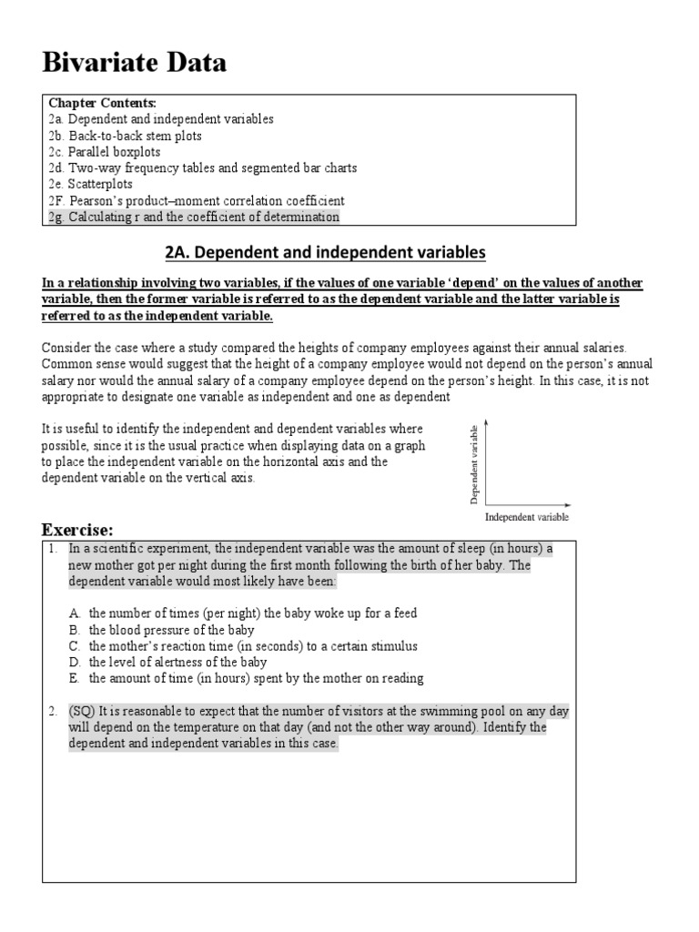 Bivariate Data Notes | PDF | Scatter Plot | Correlation And Dependence