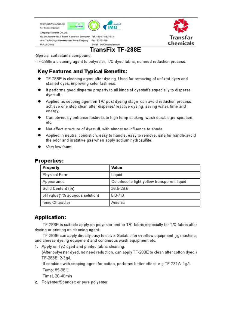 TransFix TF-288E PDF | PDF | Dye | Dyeing
