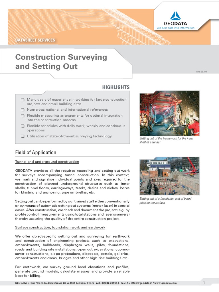 Construction Survey and Setting Out PDF | PDF | Surveying | Tunnel