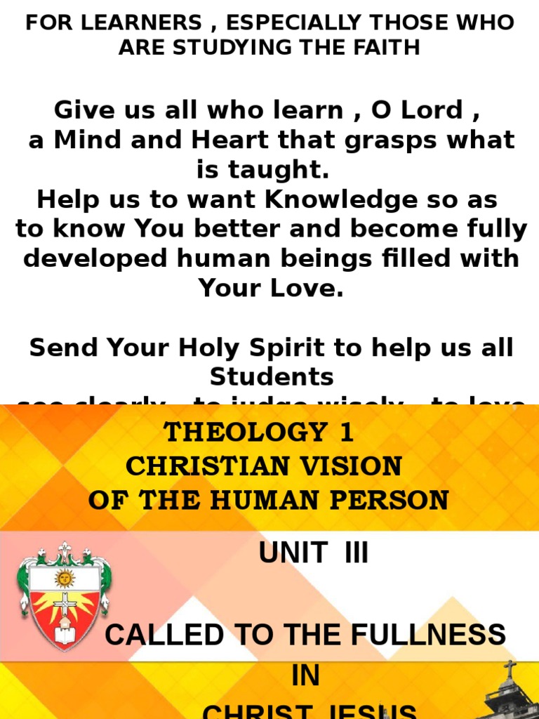 Unit 3 Calledto Fullnessin Christ Jesus Lesson ABC | PDF | Id | Conscience