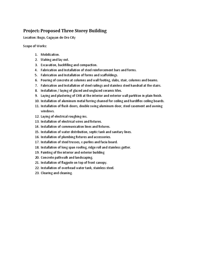 Project: Proposed Three Storey Building | PDF