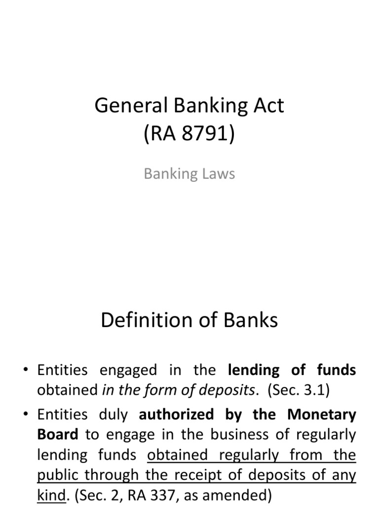 General Banking Act PDF | PDF | Fiduciary | Banks