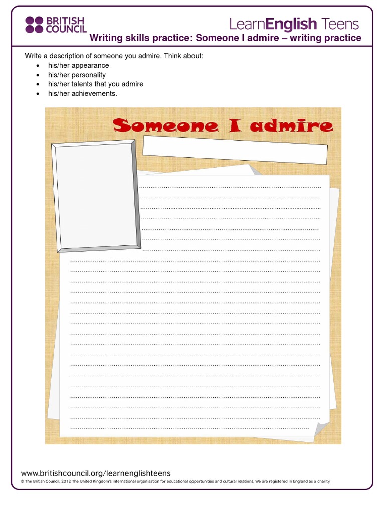 Someone I Admire - Writing Practice 0 | PDF