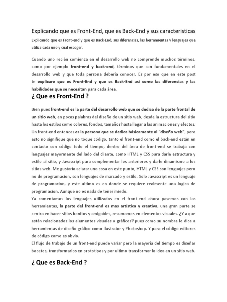 03 - 2 - Explicando Que Es Front-End - Back-End | PDF | Extremos ...