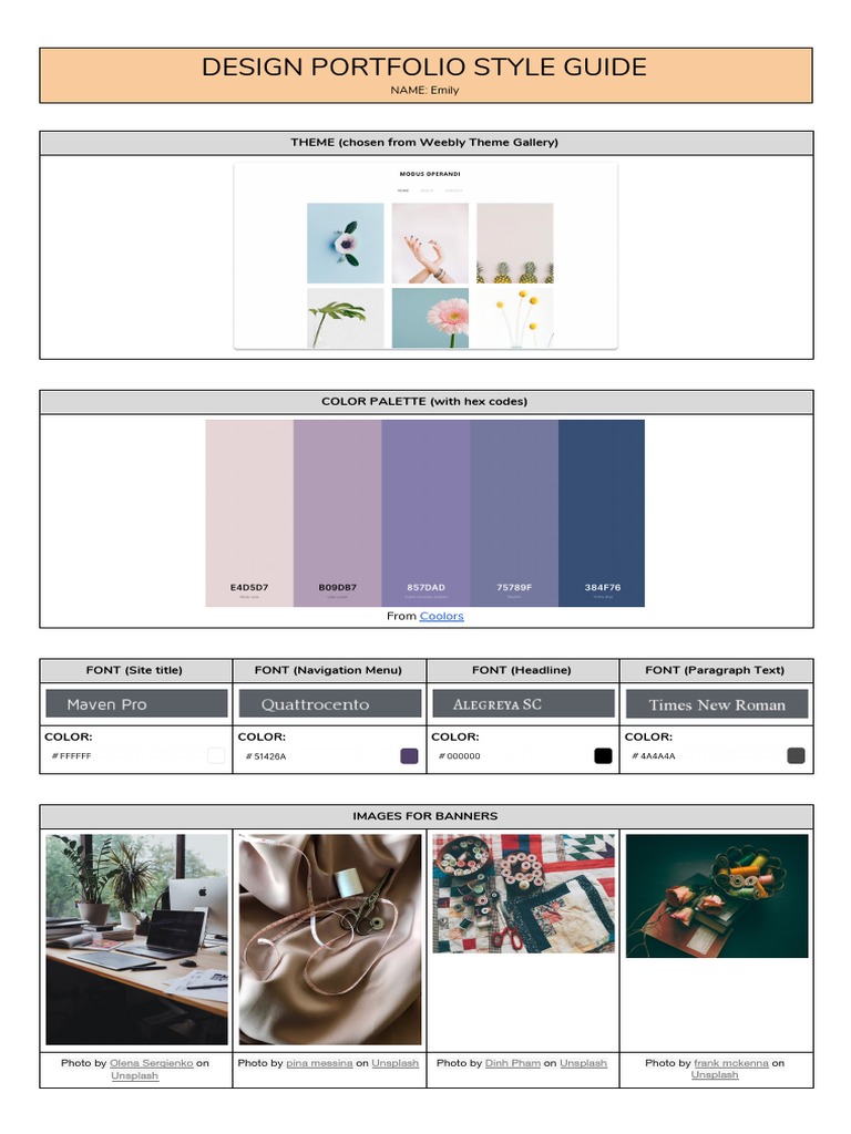 Portfolio Style Guide Example | PDF | Media Technology | Graphic Design