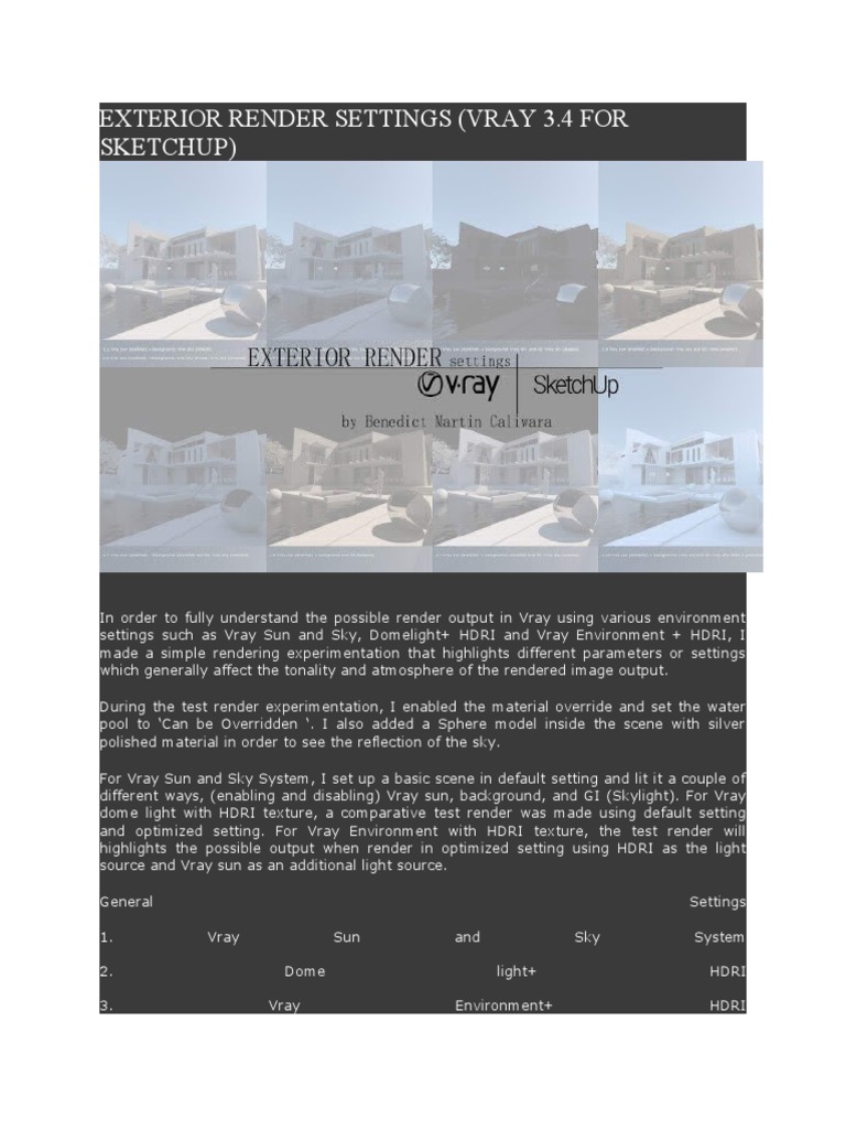 EXTERIOR RENDER SETTINGS - Vray | PDF | Sky | Rendering (Computer Graphics)
