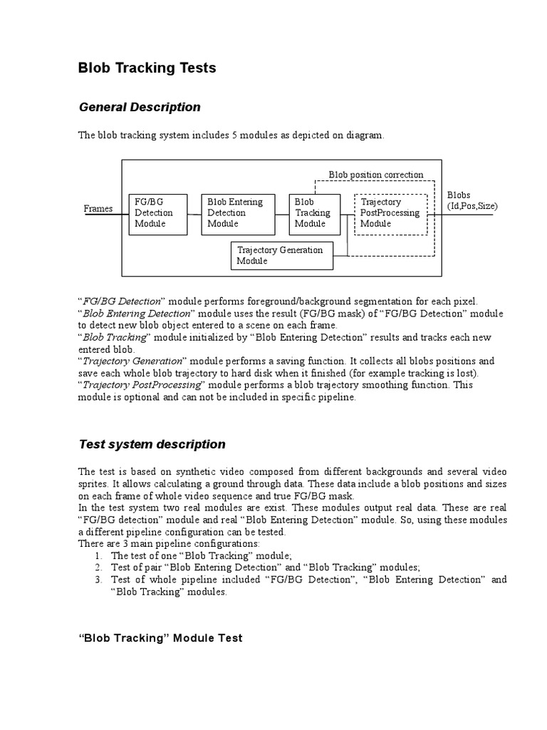 Blob Tracking Tests: General Description | PDF | Kalman Filter | Trajectory