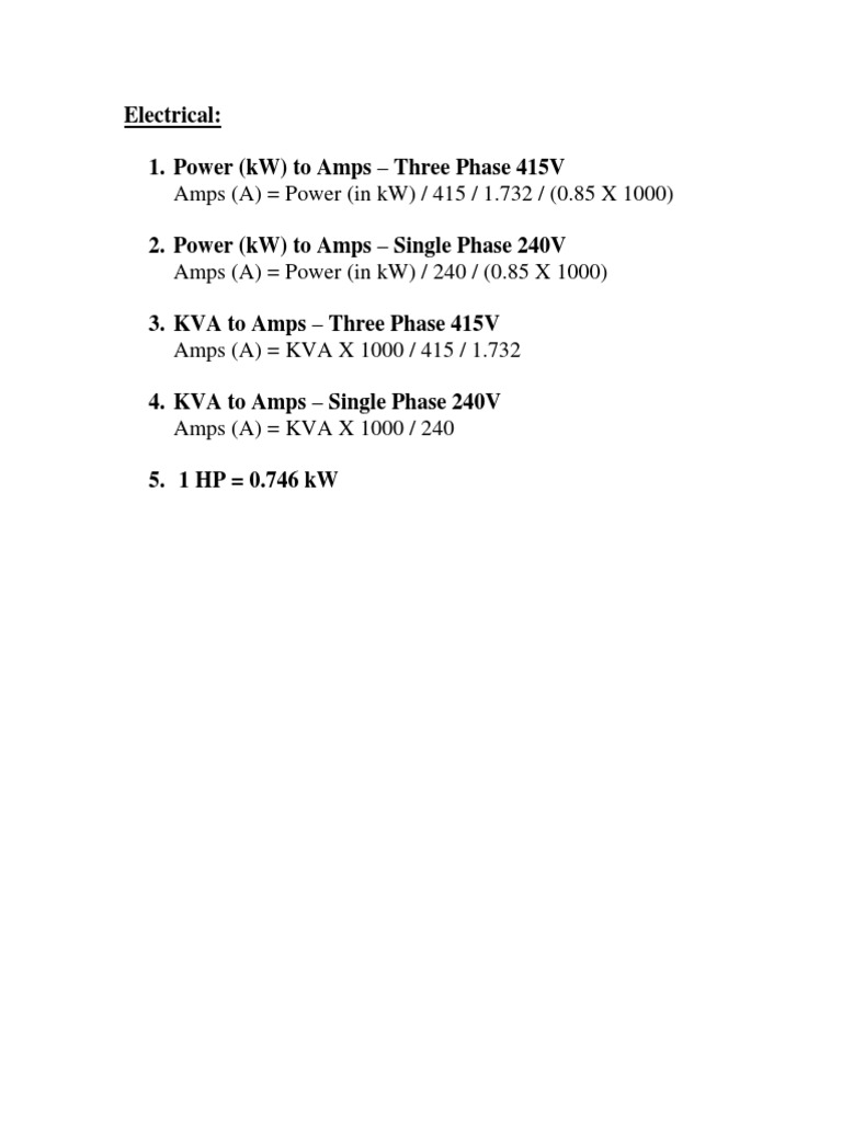 Basic Electrical Formula PDF | PDF