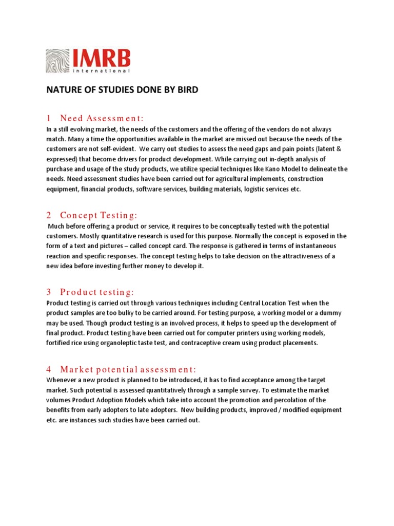 Bird Nature of Studies | PDF | Market Segmentation | Feasibility Study
