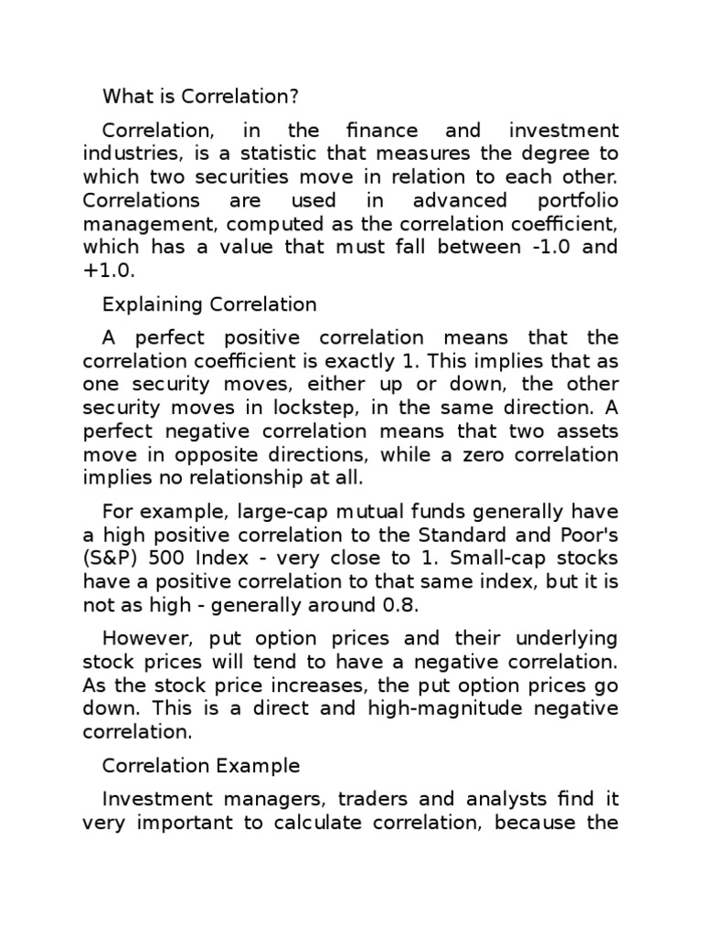 CORRELATION | PDF | Correlation And Dependence | Market (Economics)