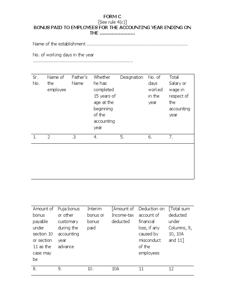 BONUS PAYMENT FORM | PDF