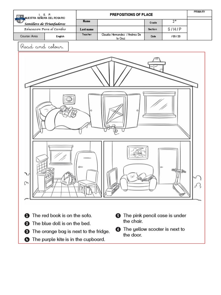 Ejercicios de Prepositions of Place | PDF