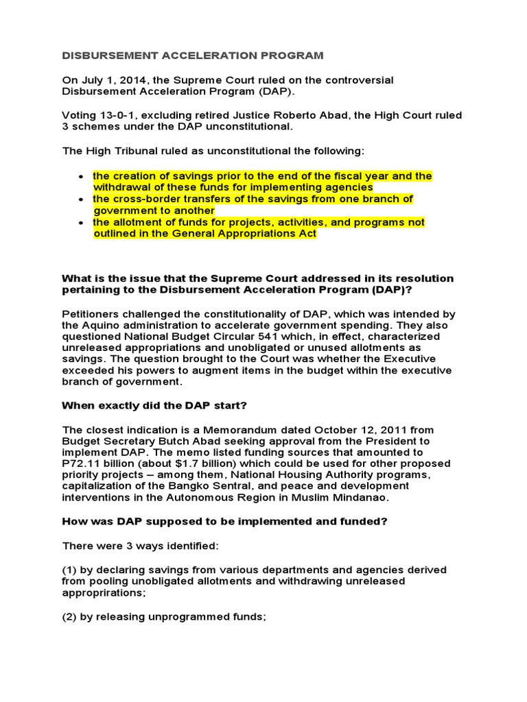 Disbursement Acceleration Program | PDF | Presidents Of The United ...