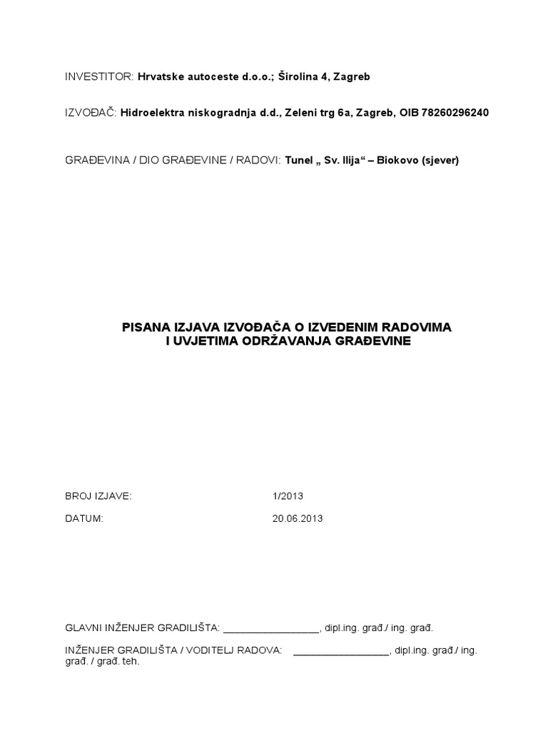 Izjava Izvodjaca | PDF