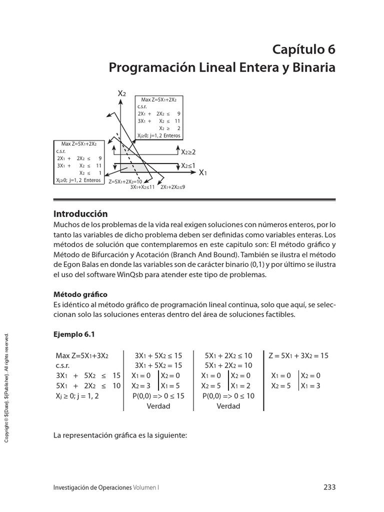 (Capítulo 6. Programación Lineal Entera y Binaria) PDF | PDF ...