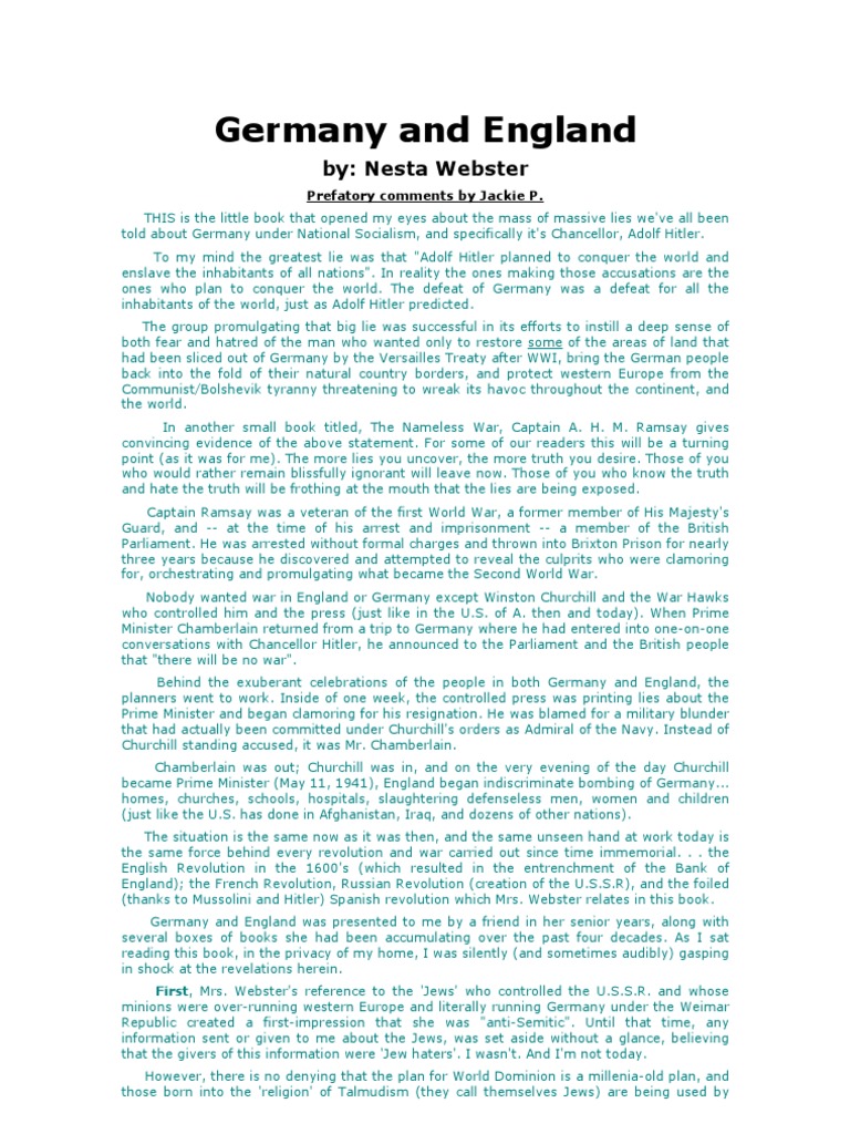 Nesta Webster - Germany and England (1938) | PDF | Nazi Germany ...