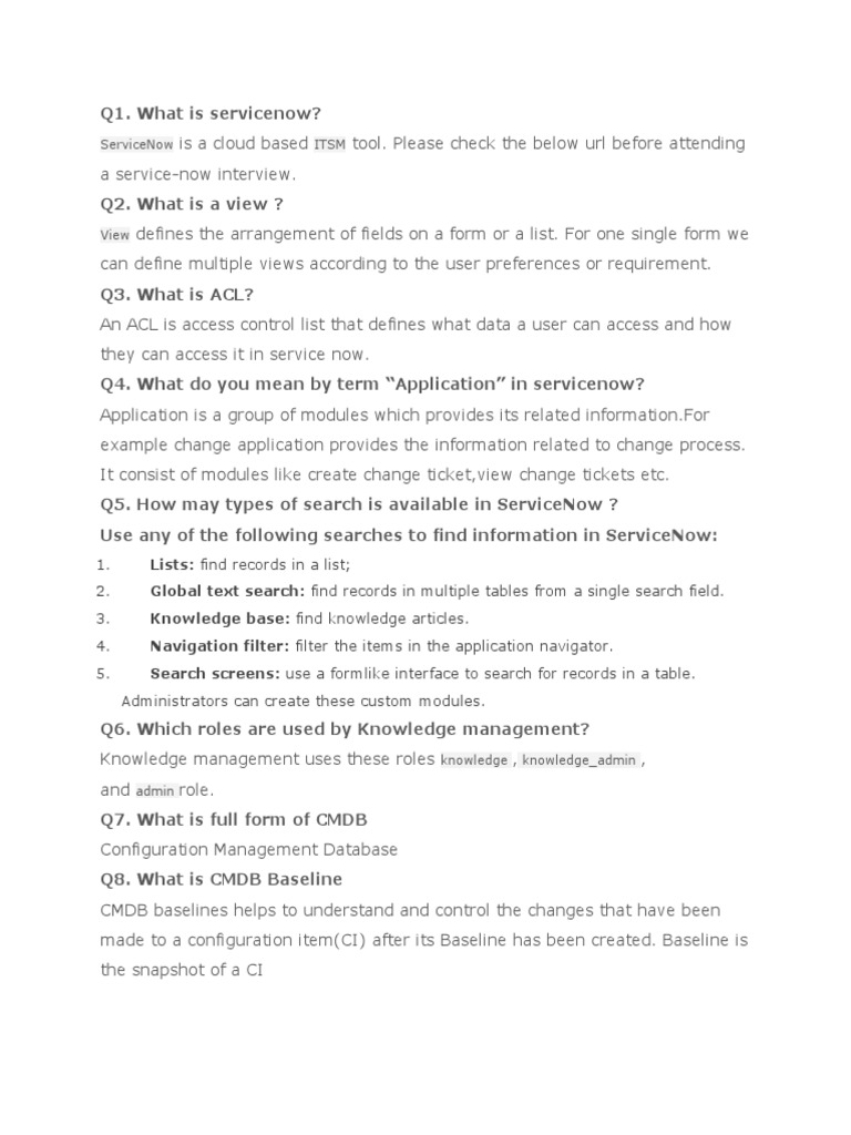 ServiceNow Interview Questions Guide | PDF | Information Technology ...
