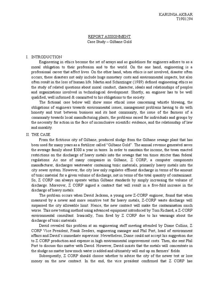 Report of Gilbane Gold - Akbar - T1901294 | PDF | Integrity | Sewage