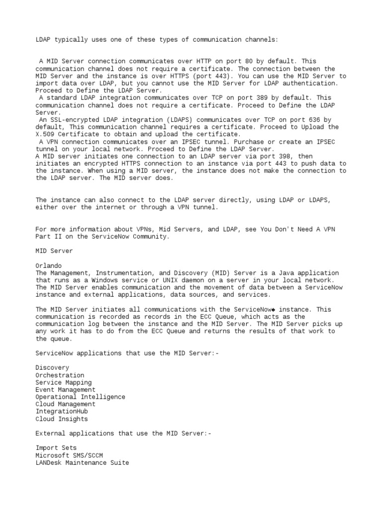 Mid Server | PDF | Virtual Private Network | Port (Computer Networking)