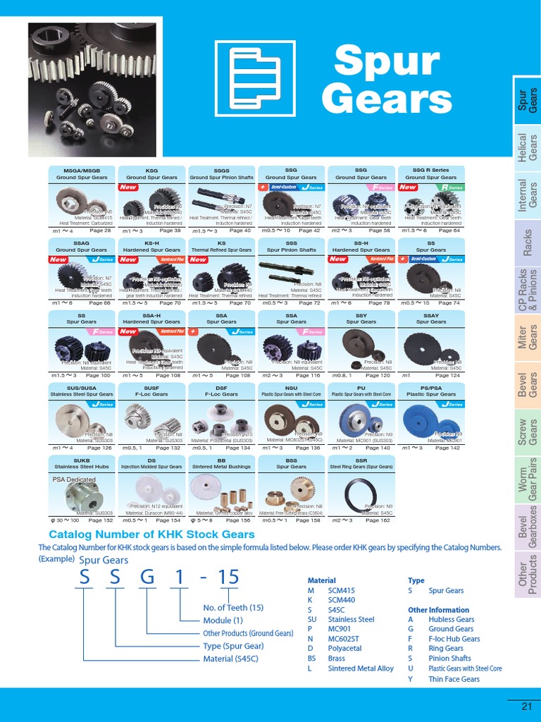 Spur Gear Specifications and Catalog | PDF | Gear | Machines