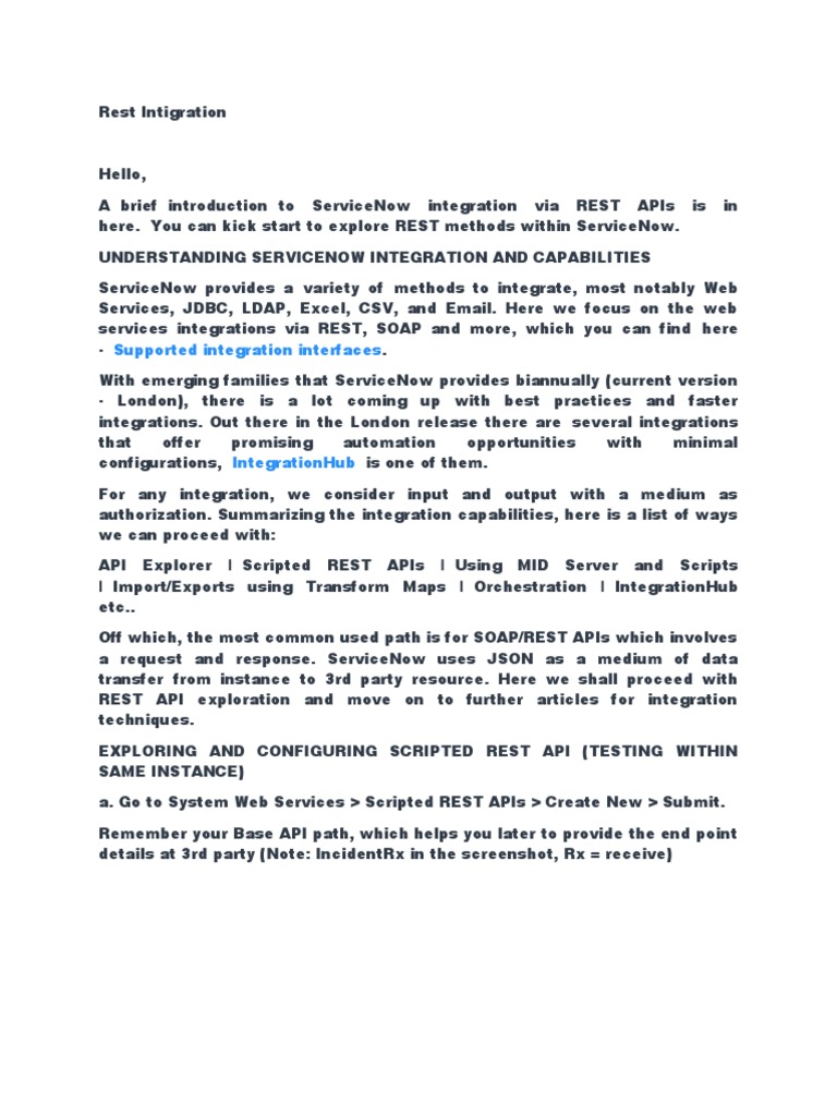 ServiceNow REST Integration | PDF | Representational State Transfer | Application Programming ...