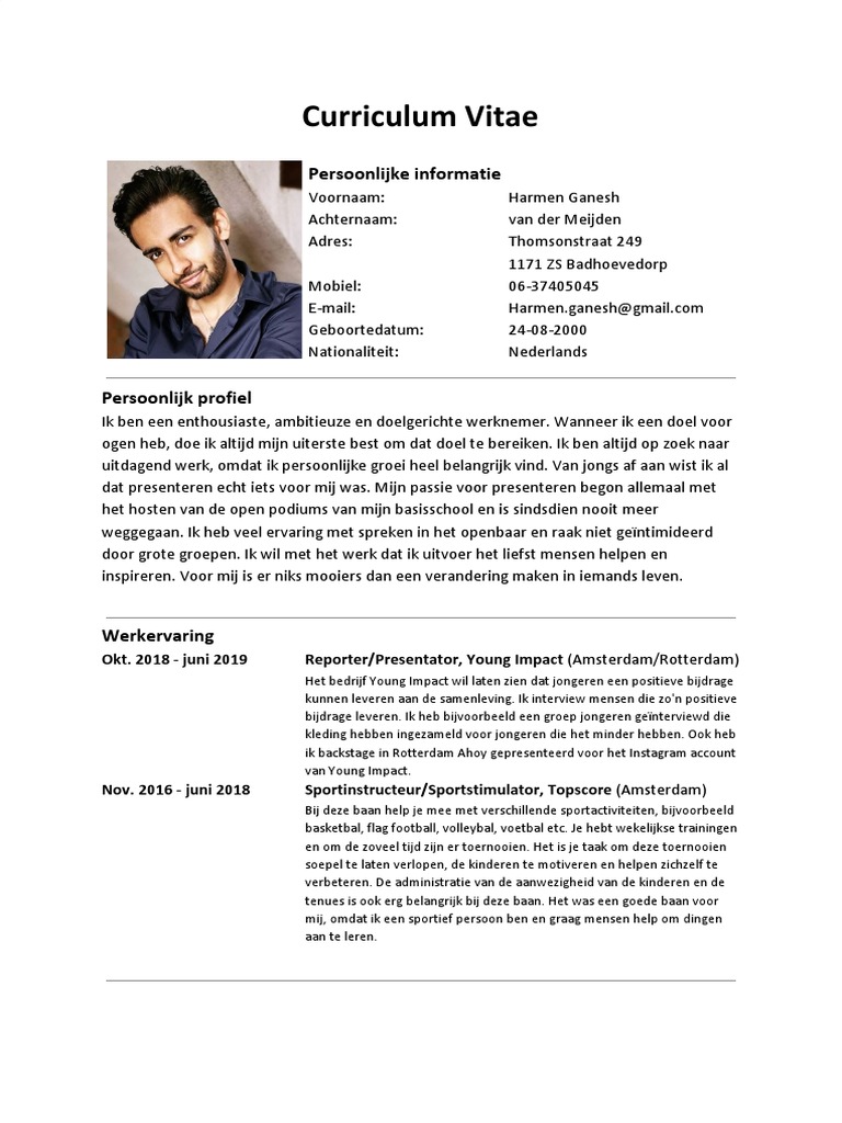 Curriculum Vitae: Persoonlijke Informatie | PDF