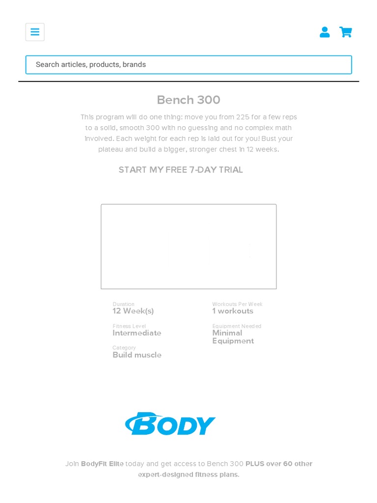 Bench 300 - Your 12-Week Plan | Download Free PDF | Wellness | Medical