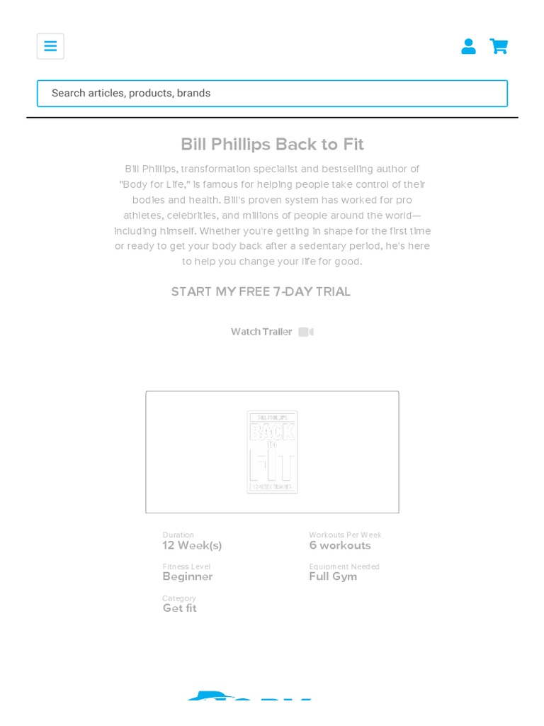 Bill Phillips Back to Fit: Start My Free 7-Day Trial | Physical Fitness ...