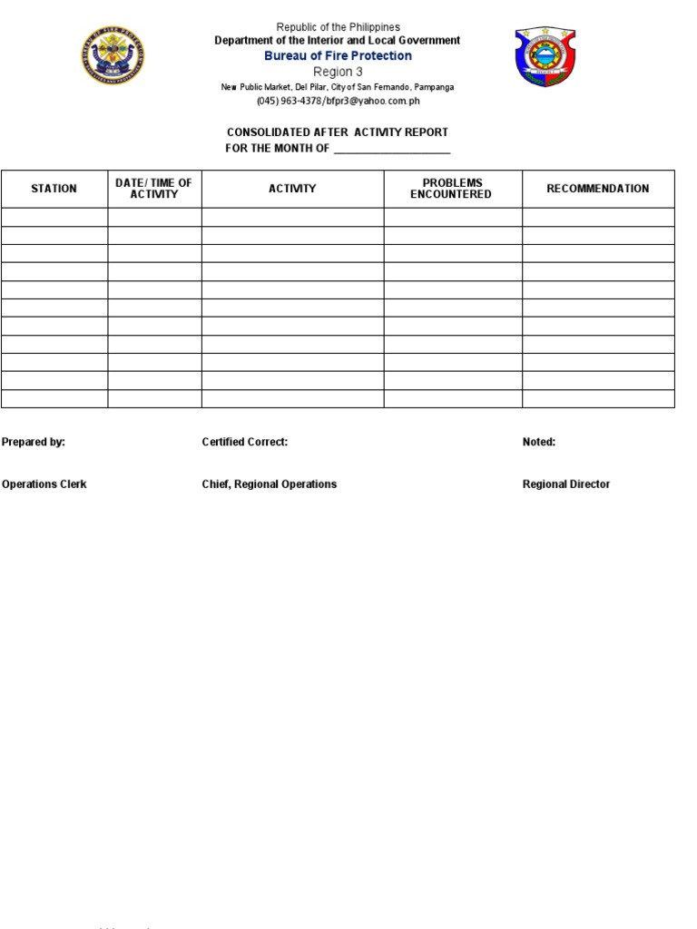 Consolidated After Activity Report | PDF