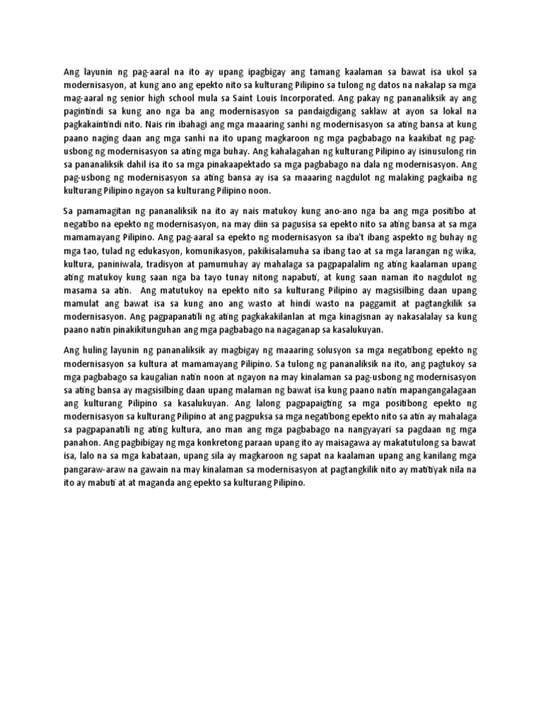 Sample Filipino Research Layunin | PDF