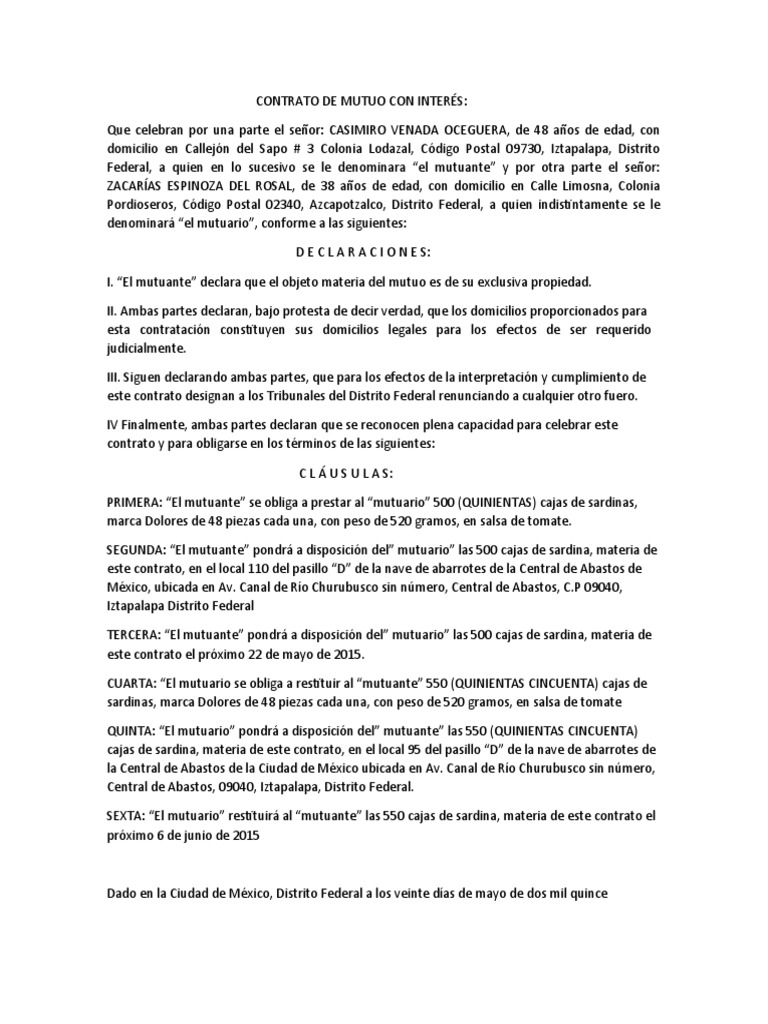 Contrato de Mutuo Con Interés | PDF | Ciudad de México | Gobierno