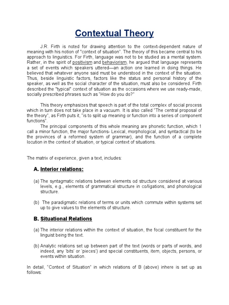 Contextual-Theory | PDF | Constructivism (Philosophy Of Education ...