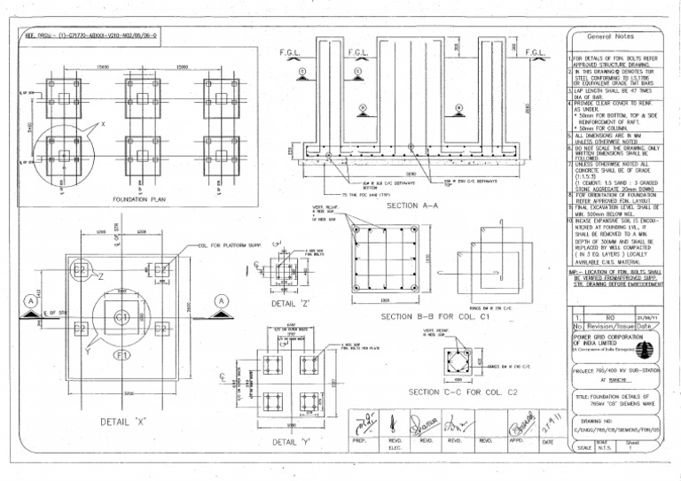 Foundation Drawing For 765kV CB | PDF