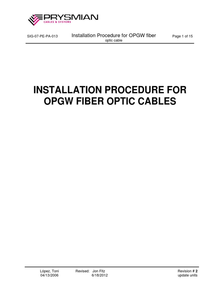 OPGW Fiber Optic Cable Installation Guide | PDF | Optical Fiber | Rope
