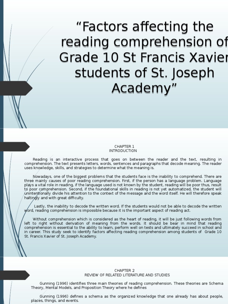 Factors Affecting The Reading Comprehension of Grade | PDF | Reading ...