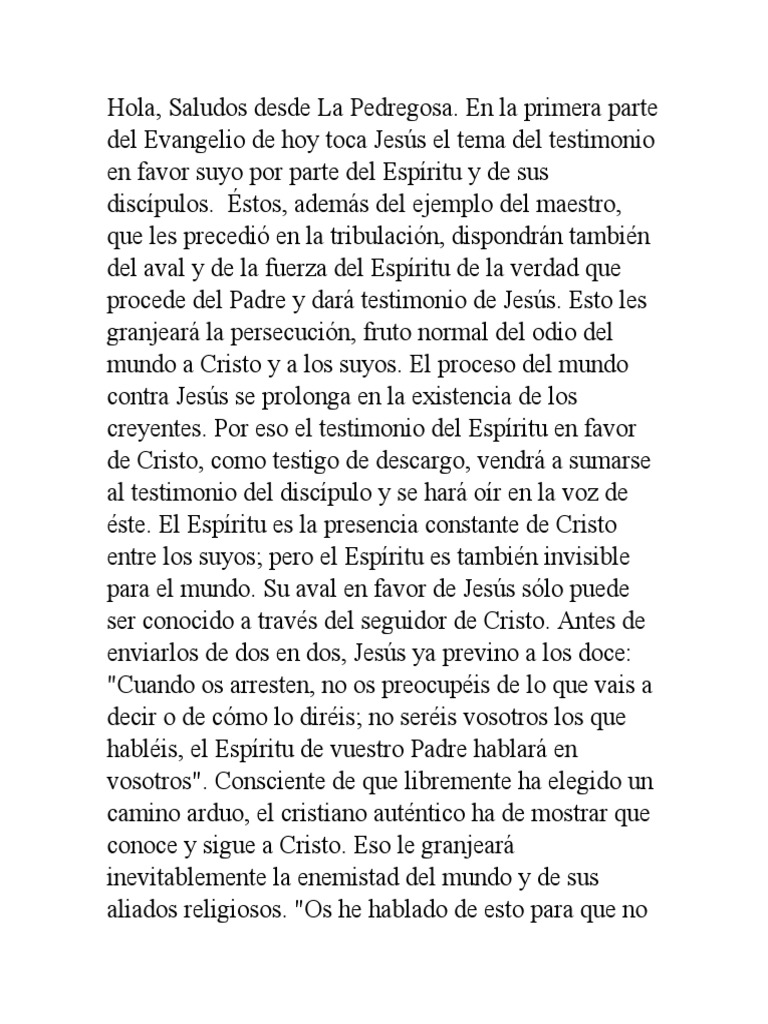 Juan 15,26-16,4a | PDF | espíritu Santo | Juan el apóstol
