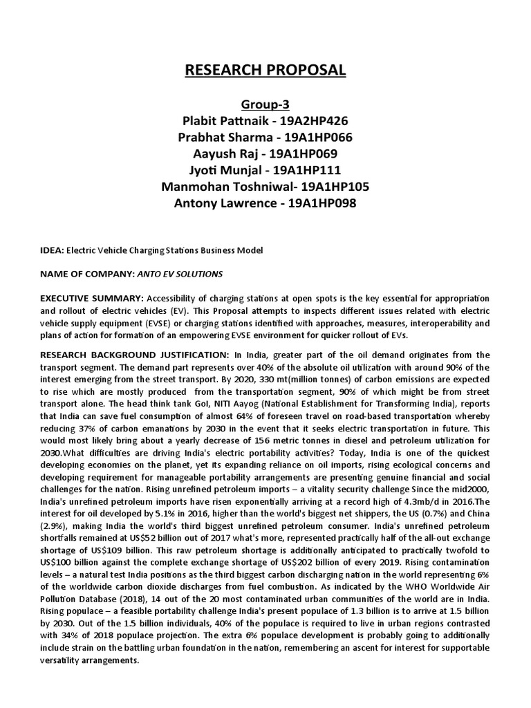Electric Vehicle Charging Stations Business Model Reserch Proposal | PDF | Electric Vehicle ...