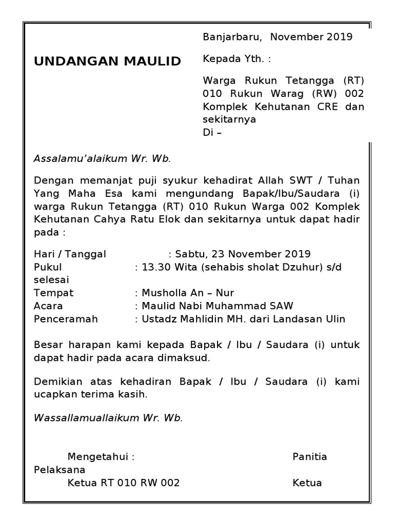 Undangan Maulid | PDF