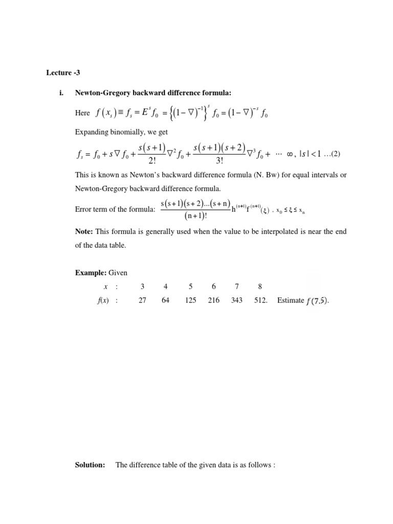 Lecture3 Interpolation | Download Free PDF | Finite Difference | Mathematics Of Computing